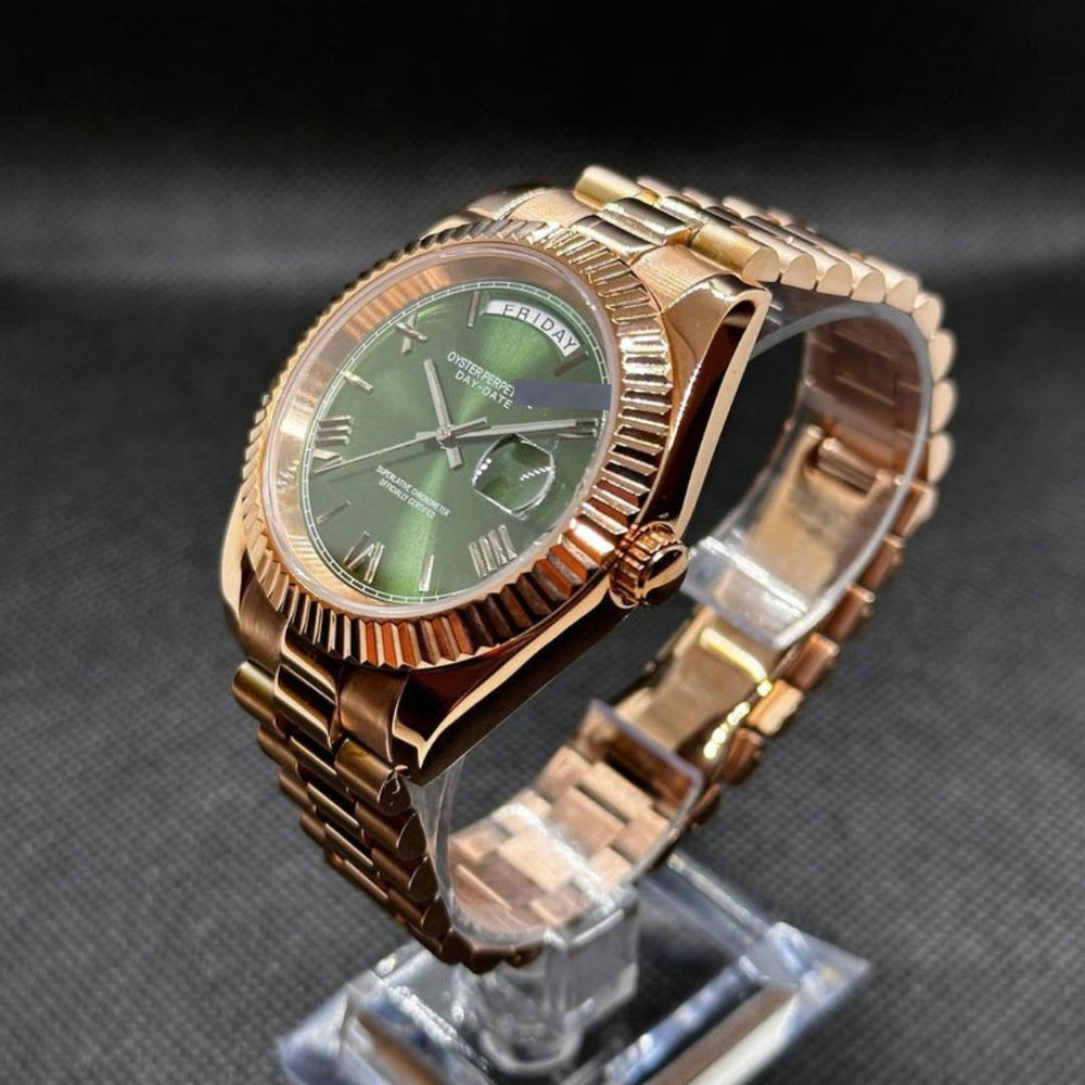CUSTOM SEIKODATE EDITION PRESIDENTIAL ROSE EMERALD MOD